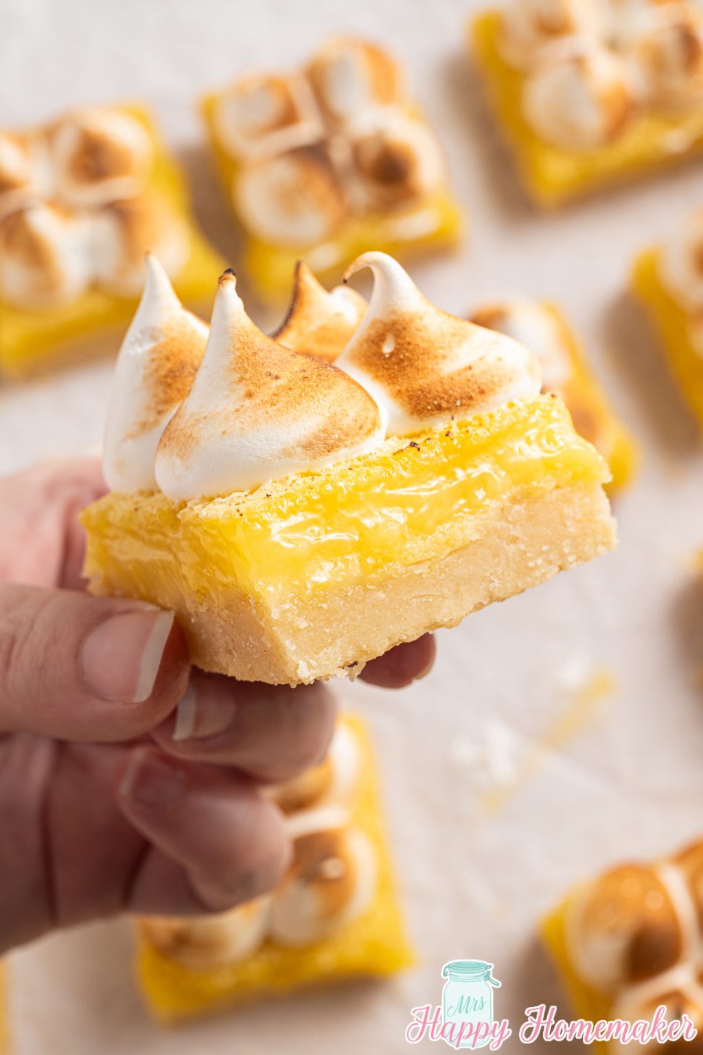 Sweet Lemon Meringue Bars with an Easy Shortbread Crust